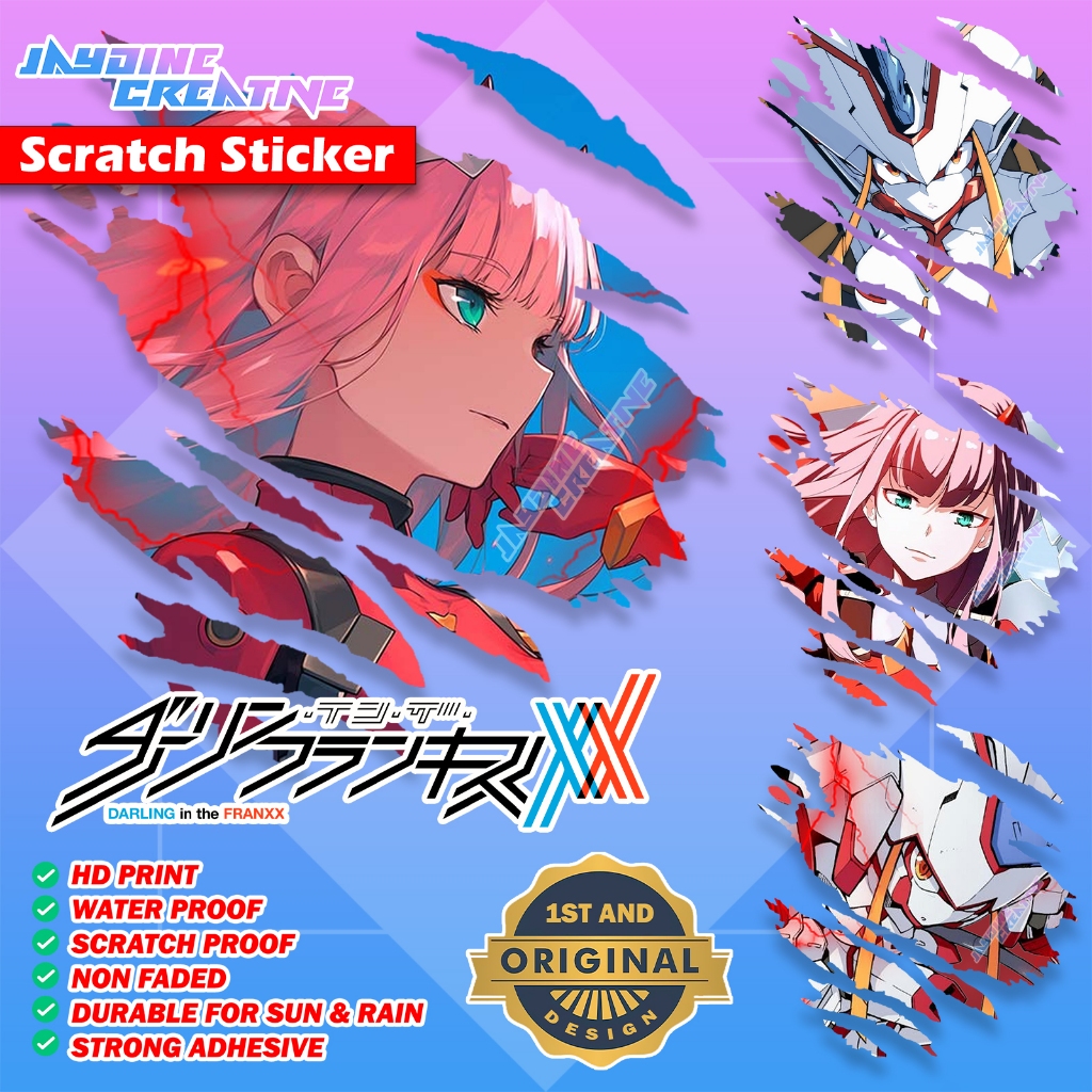 Darling in the Franxx Scratch Design Sticker, Indoor Outdoor Vinyl ...