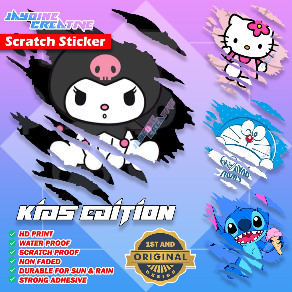 Kids Edition - Cartoon Scratch Design Sticker, Indoor Outdoor Vinyl ...