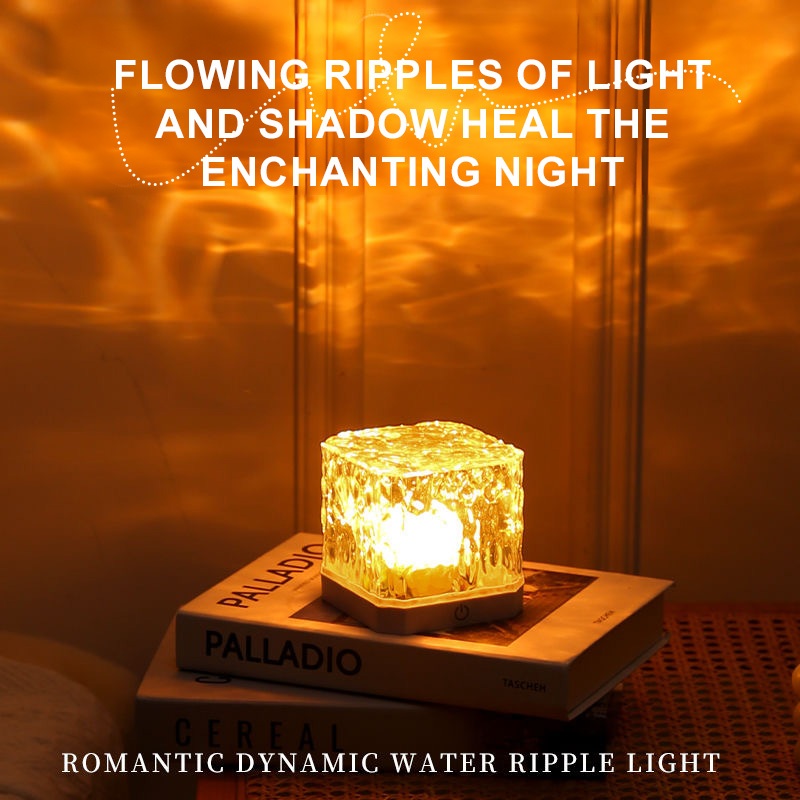 Crystal Night Light Projector 16 Colors Rechargeable Rotating Crystal ...