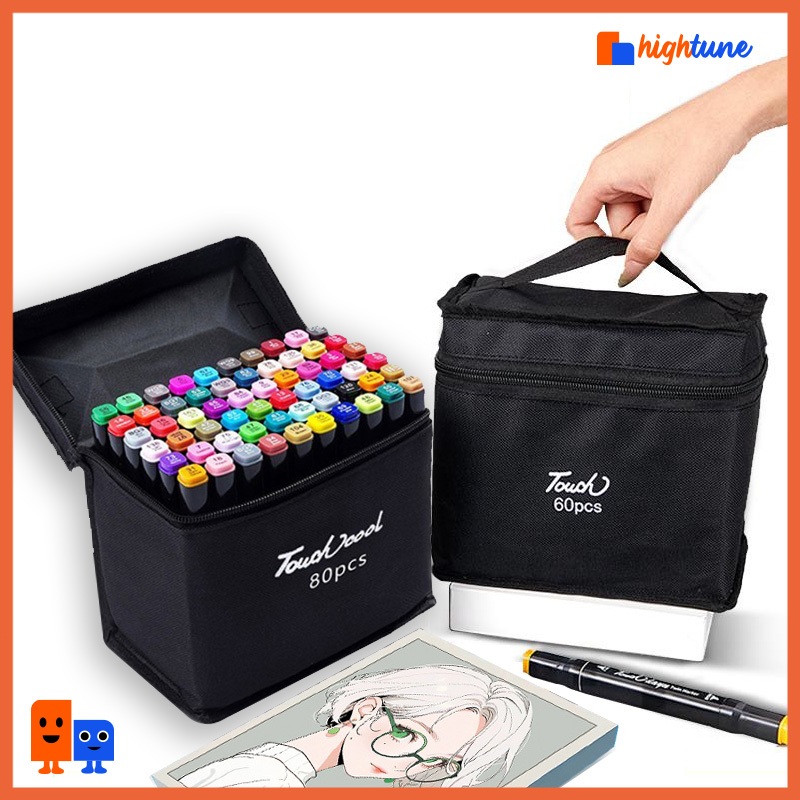 Hightune 120 Colors Marker Pen Set Markers Dual Tip Color Alcohol ...