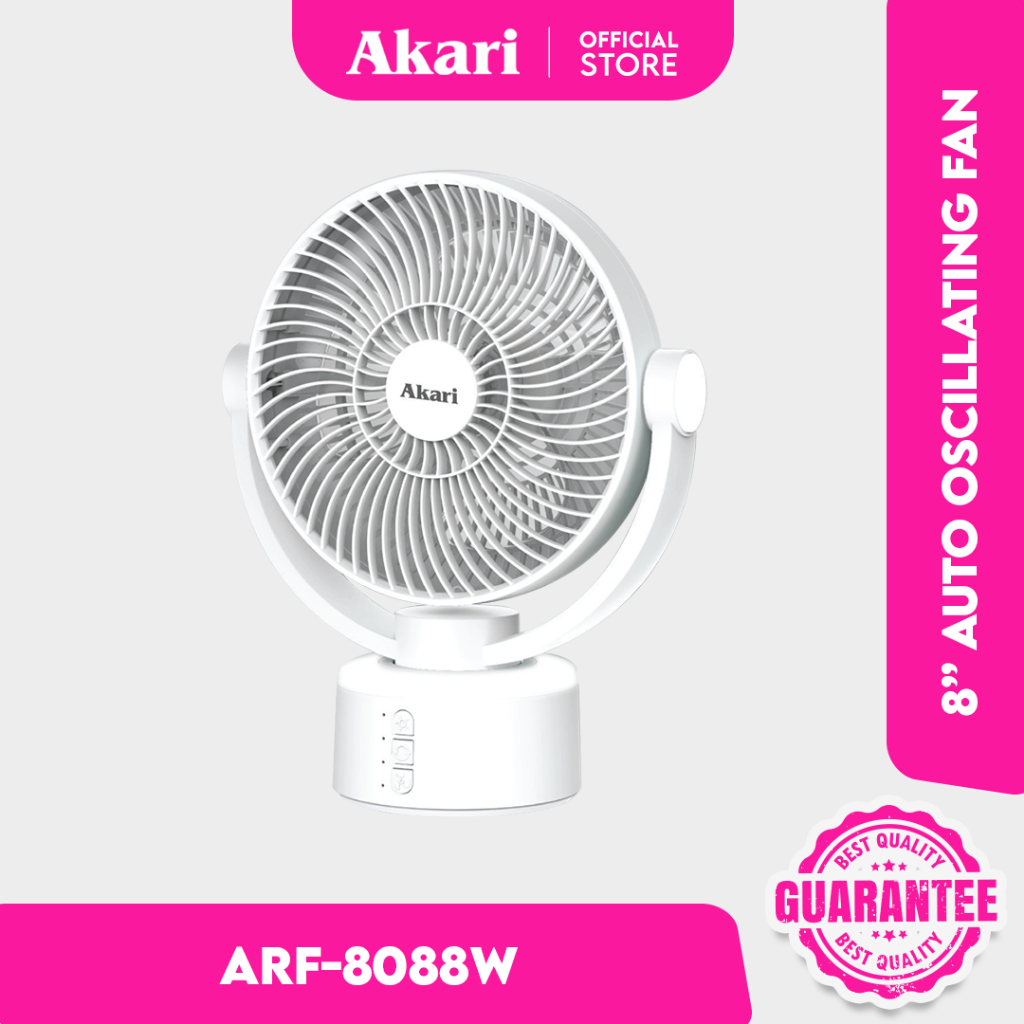 Akari Rechargeable 8" Auto Oscillating Fan (ARF-8088W) | Shopee Philippines