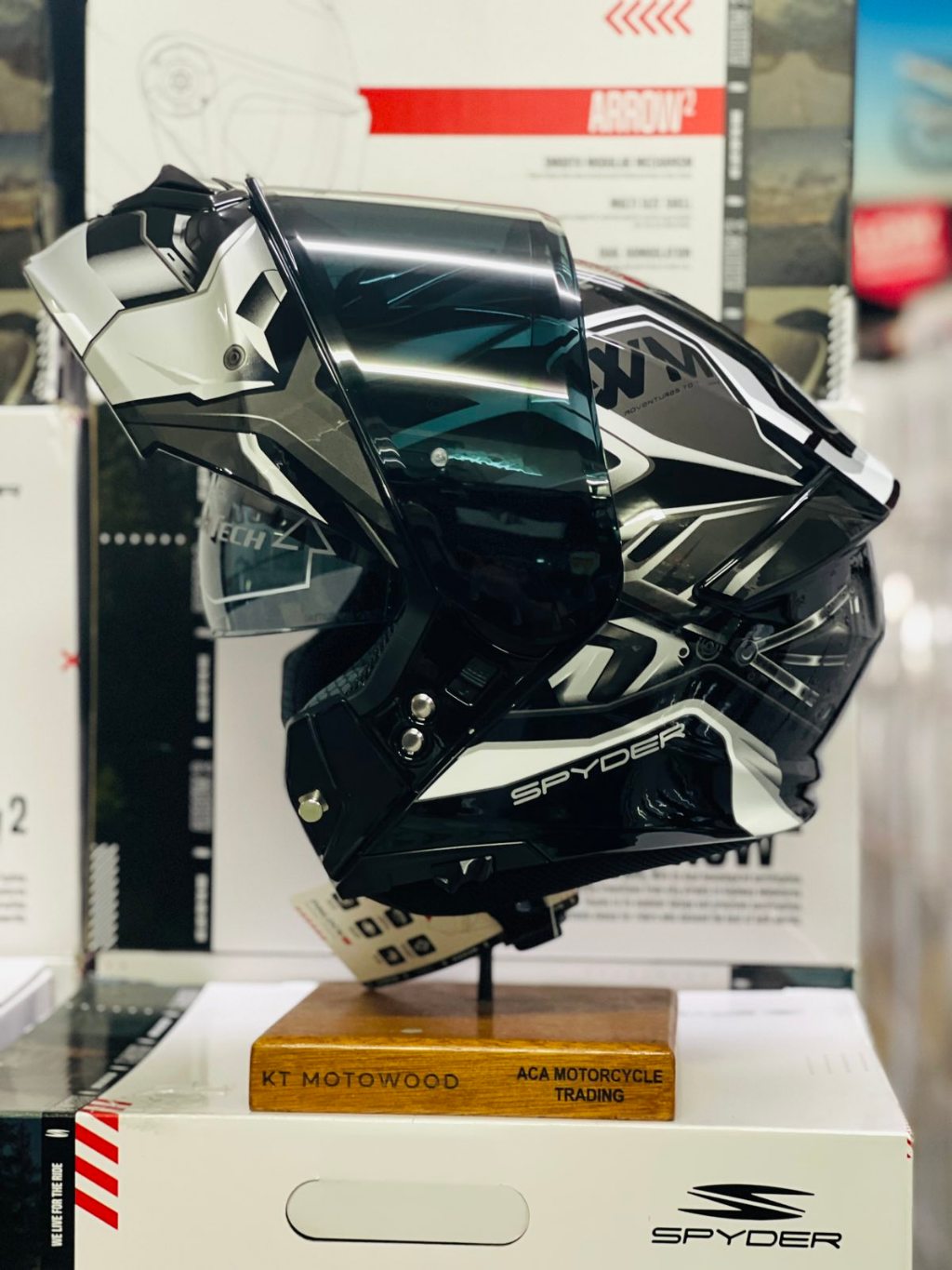 SPYDER FORCE S7 Modular Dual Visor Helmet w/ FREE CLEAR VISOR (WATERMAX ...