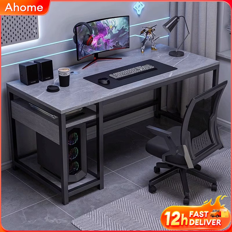 [With CPU Rack] Game Table Computer Table Rock Texture Study Desk 100CM ...