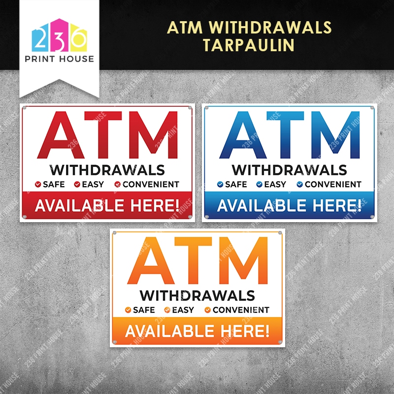 ATM Withdrawals Tarpaulin Banner • FREE Eyelets • ATM Withdrawals ...