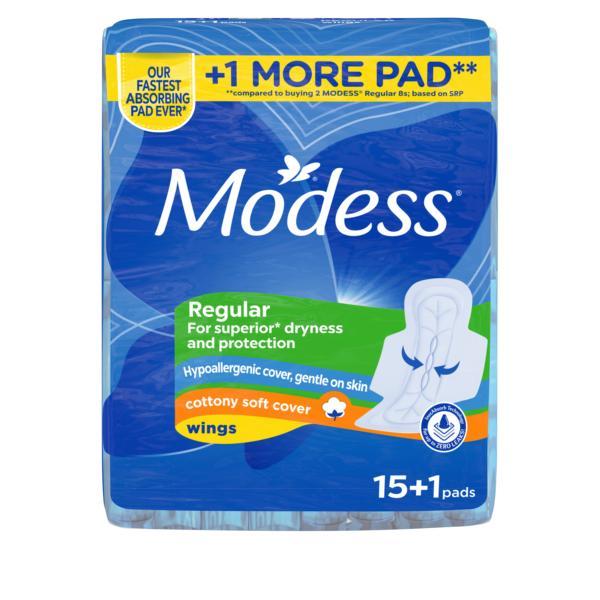Modess Cottony Soft Sanitary Napkins Regular With Wings 16S | Shopee ...