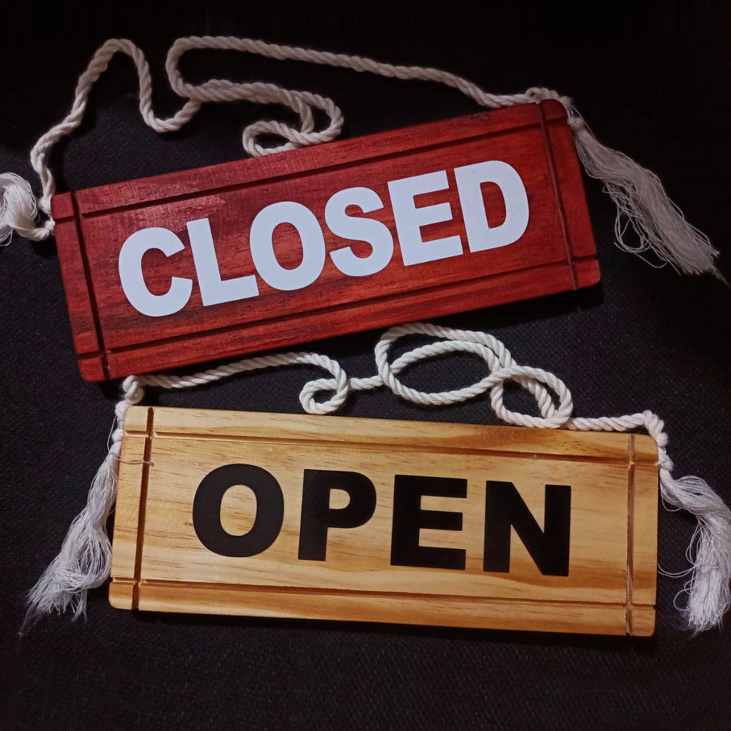 Business Signage Open & Closed Signage Made Of Solid Pine Wood & Vinyl ...