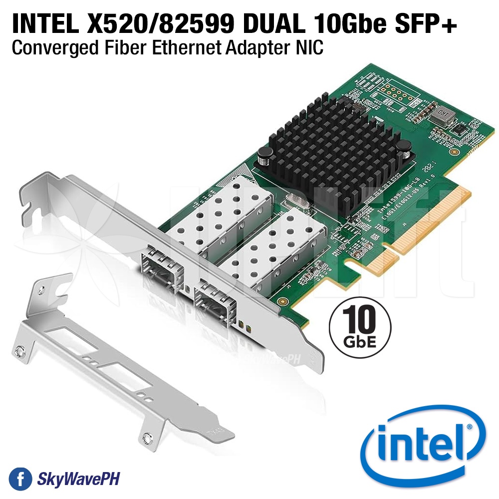 Intel 10Gb 10Gbps Single Dual SFP+ 82599 X520 Fiber Optic Converged ...