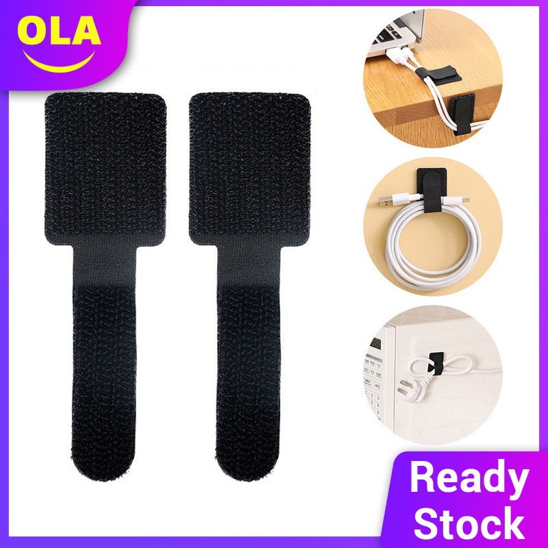10PCS Reusable Fastening Cable Ties Hook Loop Rope Holder Self Adhesive ...