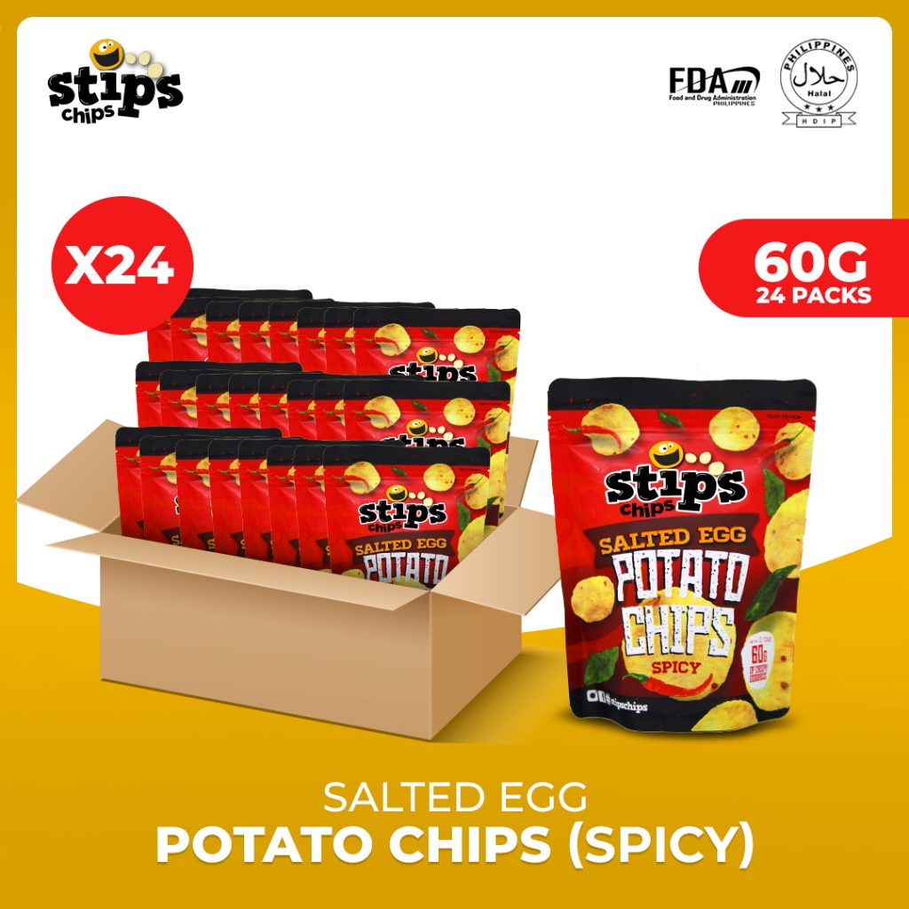 Stip's Chips Salted Egg Potato Chips Spicy 60g Bundle 24's | Shopee ...