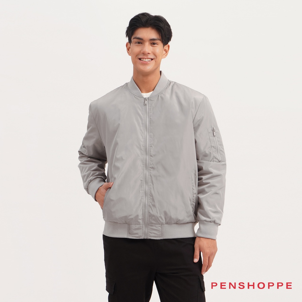 Penshoppe Bomber Jacket With Quilted Lining And Sleeve Pocket For Men ...