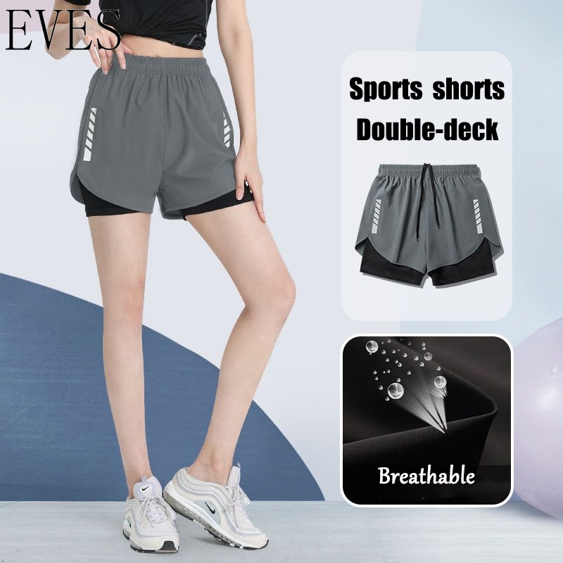 Women Sports Dri-Fit Shorts With Cycling Taslan Shorts Running/Yoga/Gym ...