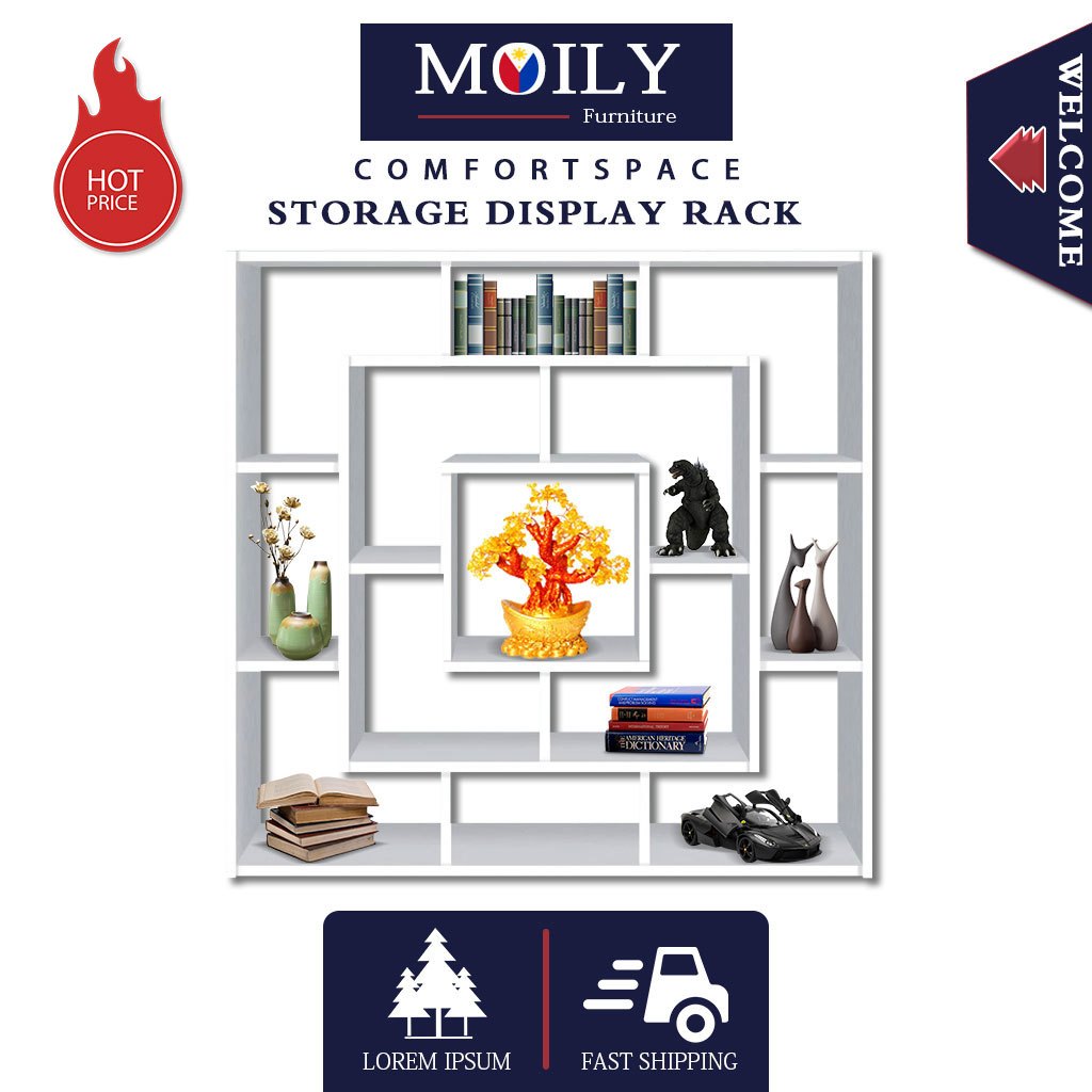 (COD) White storage rack, living room rack, wooden partition cabinet ...