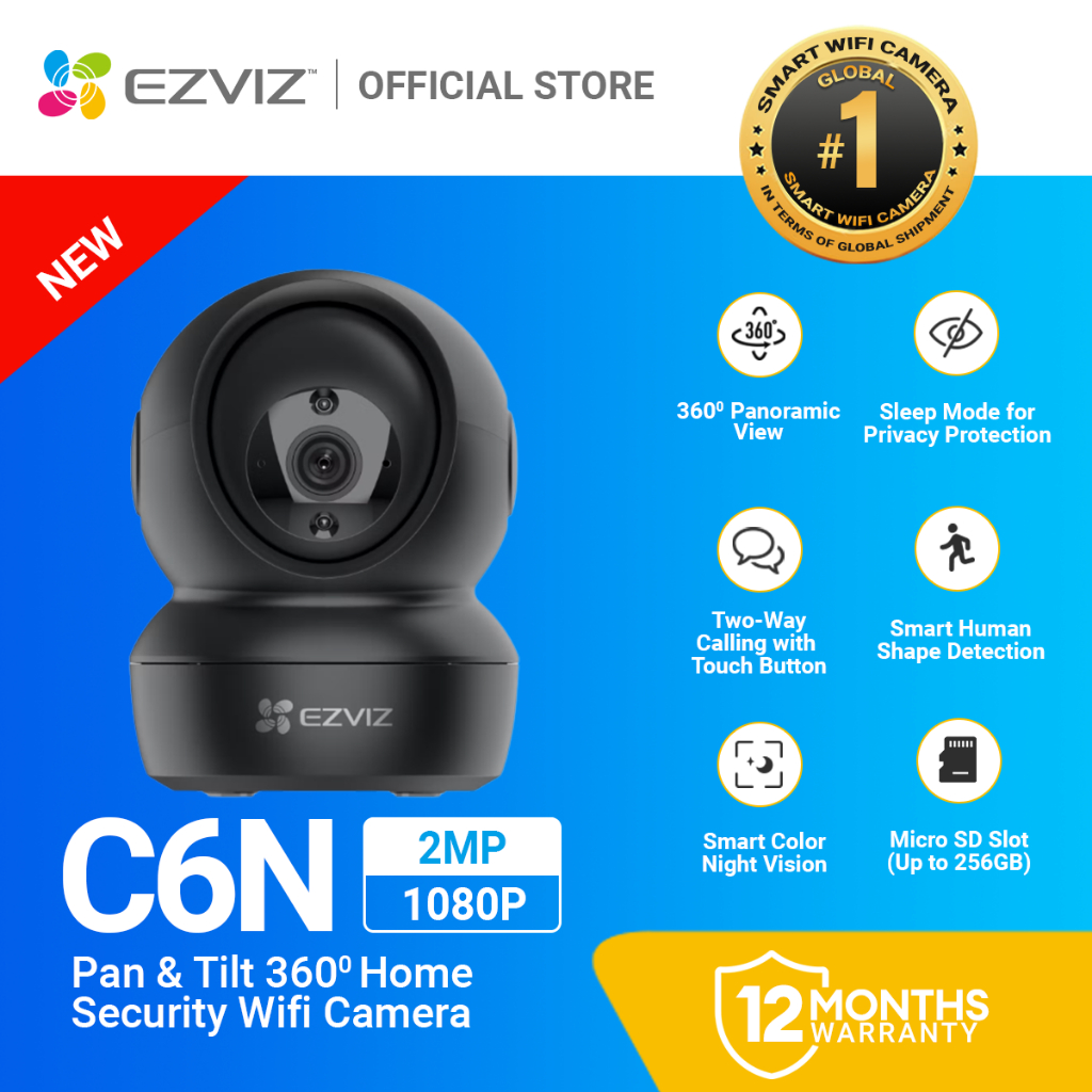 EZVIZ C6N 1080P WiFi CCTV Camera indoor 360°Pan/Tilt IP Camera with mic ...