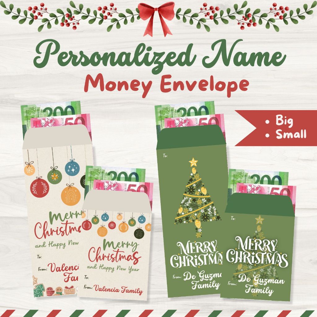 Personalized Christmas Angpao Money Envelope 5+1 Free Big and Small for ...