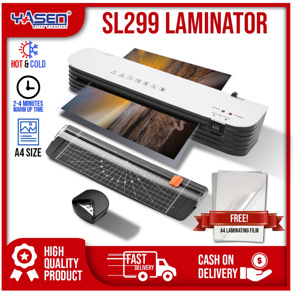 Officom SL299 Laminator A4 Hot and Cold Laminating Machine with Lam Film, Cutter, Corner Rounder ...