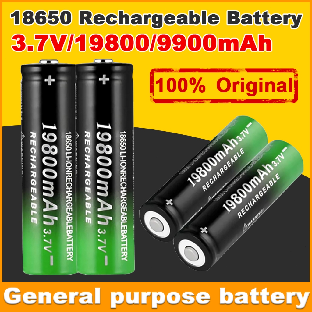 4pcs 3.7V 18650 Rechargeable Battery 9900/19800 MAh Li-ion Large Capacity Power Cell for ...