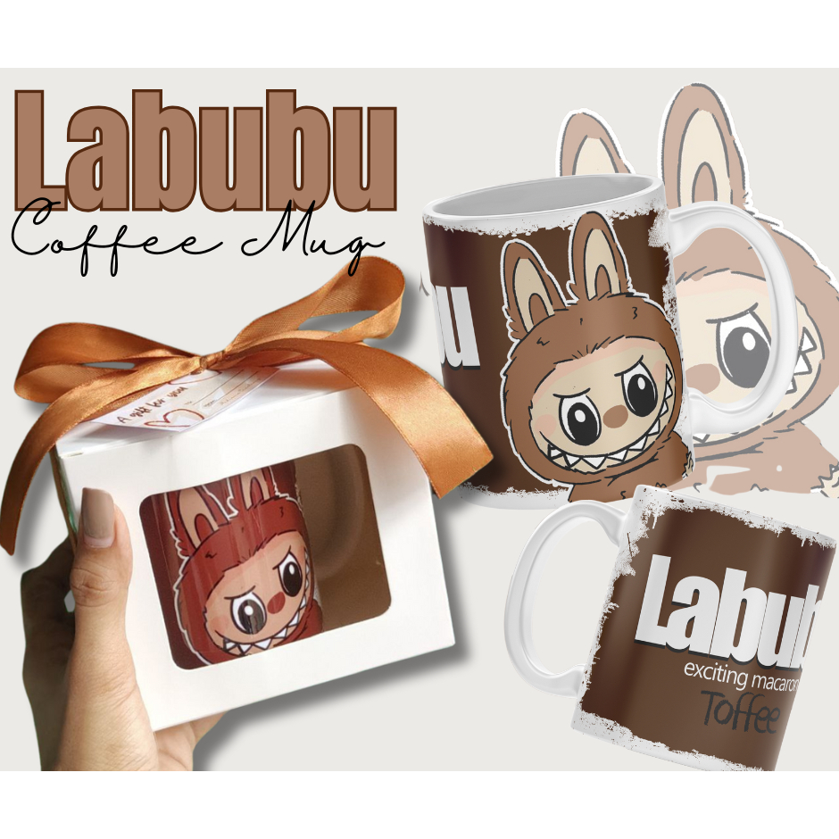 TRENDING LABUBU COFFEE MUG DESIGN complete with box, ribbon and tag ...