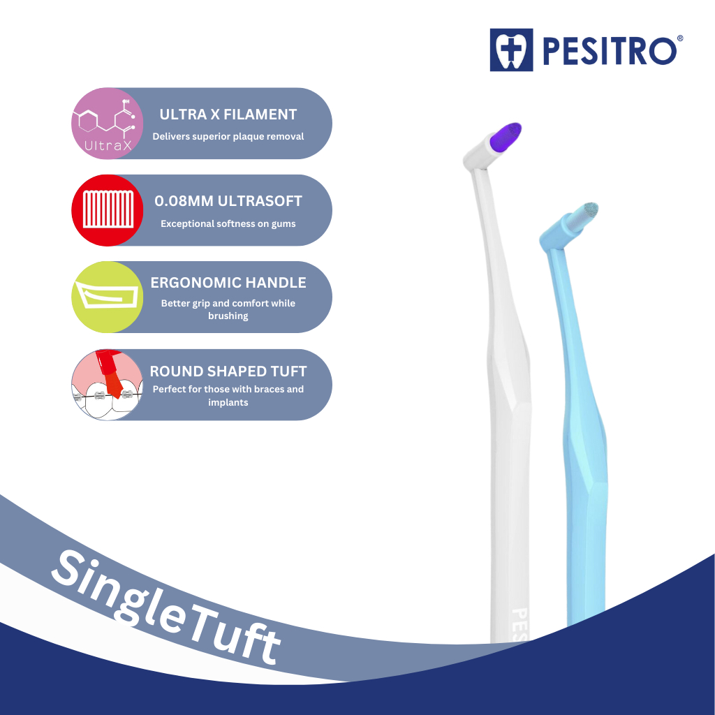 PESITRO 1 PC Ortho Braces Care Pointed Head Tuft Toothbrush Interdental ...