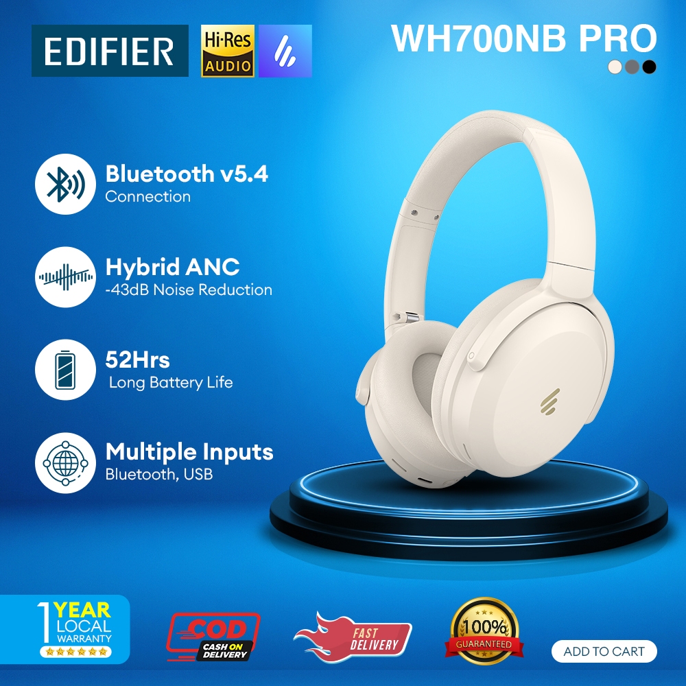 EDIFIER WH700NB Pro Hi-Res Audio Certification Hybrid ANC Bluetooth V5 ...