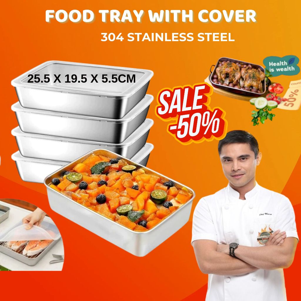 304 Stainless Steel Tray With Cover For Food Stainless Tray With Lid ...