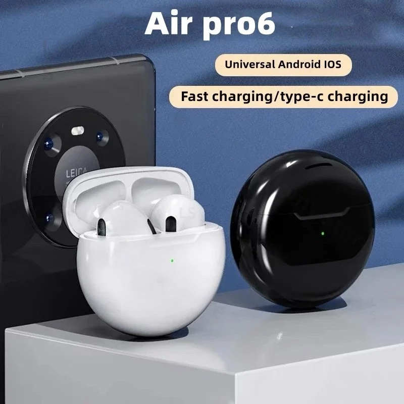 Wireless Earphones Pro 6 TWS Compatible with Android and iOS Bluetooth Earbuds Build-in Micphone ...