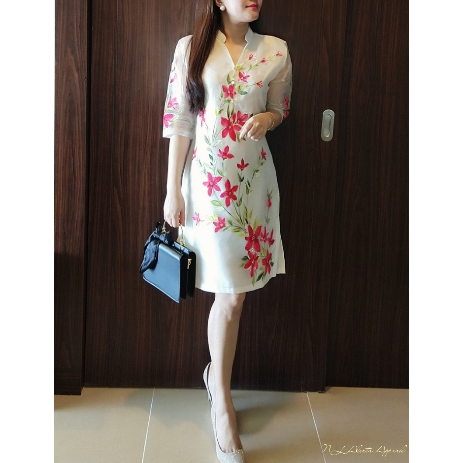 MODERN FILIPINIANA HAND PAINTED BARONG DRESS FOR WOMEN | Shopee Philippines