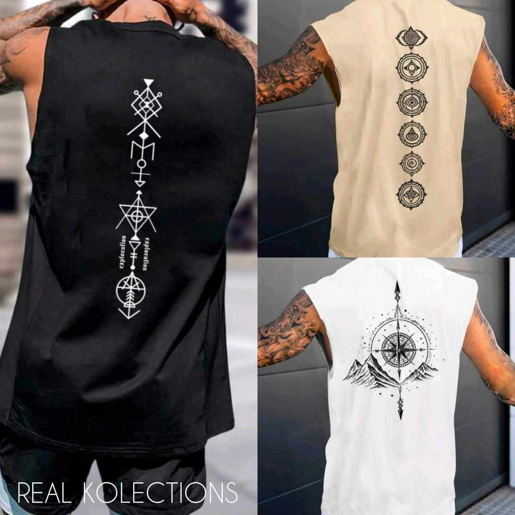 BACK PRINT MUSCLE TEE SANDO FOR MEN UP TO XL | Shopee Philippines