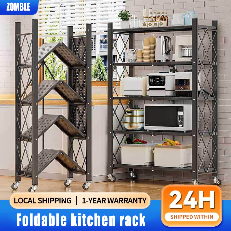 【Foldable】kitchen organizer rack Foldable Multifunction Kitchen Rack ...