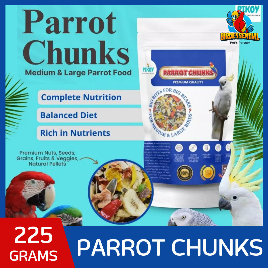PIKOY Parrot Chunks Bird Seed Food Mix for Medium & Large Birds, Dried ...