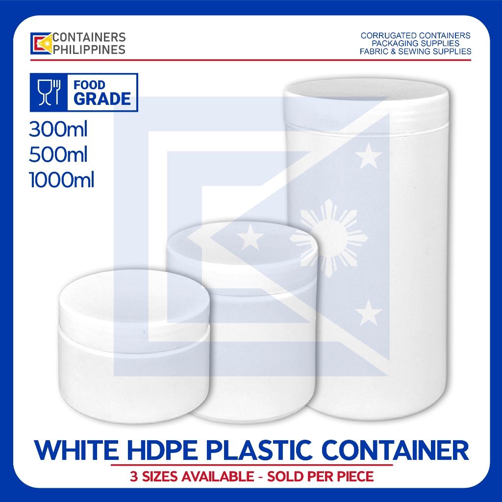 CONTAINERS.PH White HDPE Plastic Container Canister Storage Canister ...
