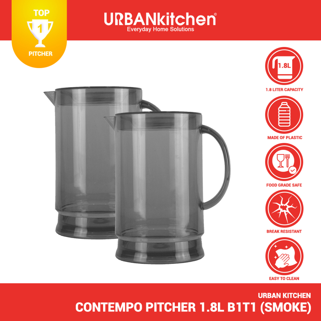Urban Kitchen Contempo Pitcher 1.8L B1T1--Smoke | Shopee Philippines