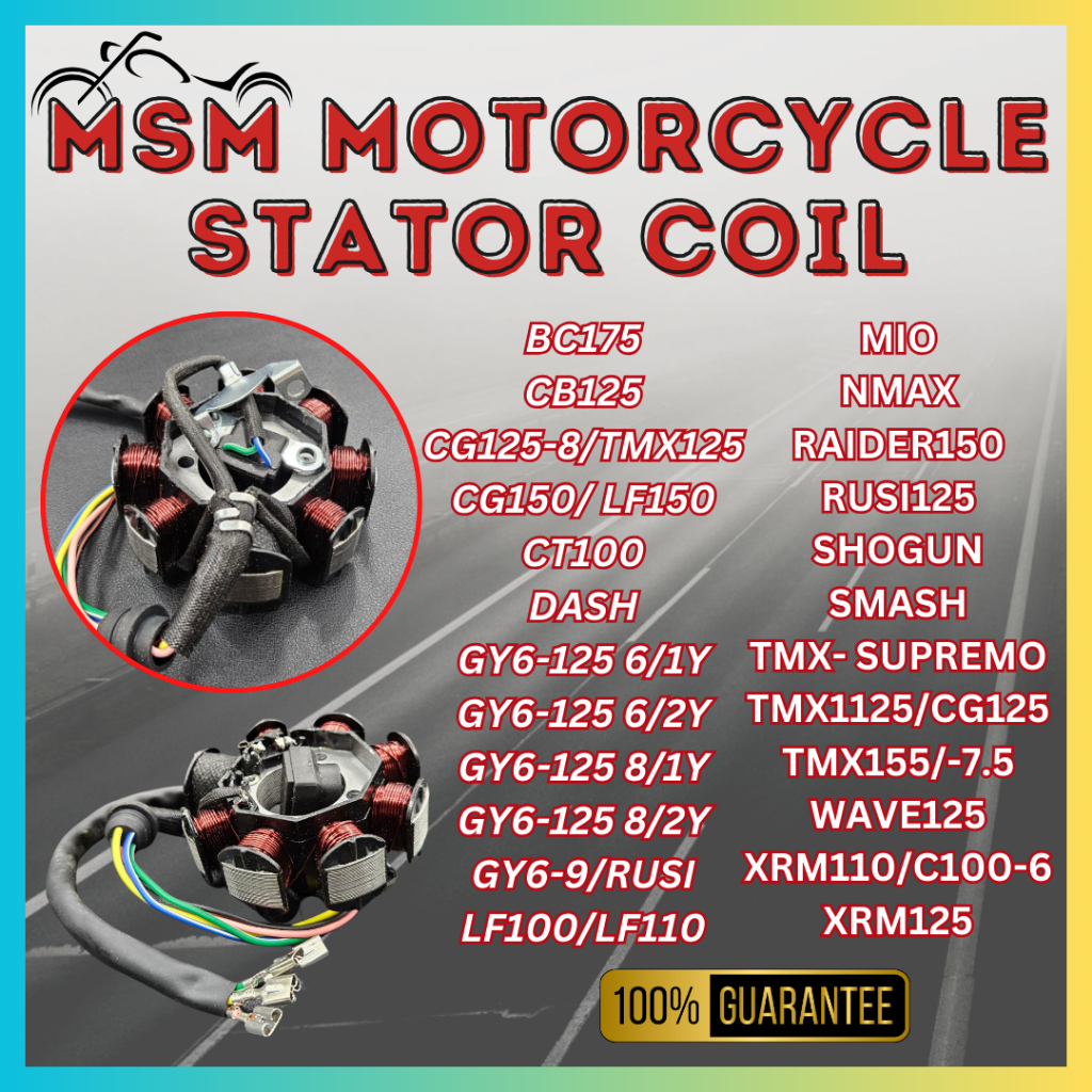 MSM Motorcycle STATOR COIL BC175/ CT100/ DASH/ MIO/ NMAX/ RAIDER150 ...