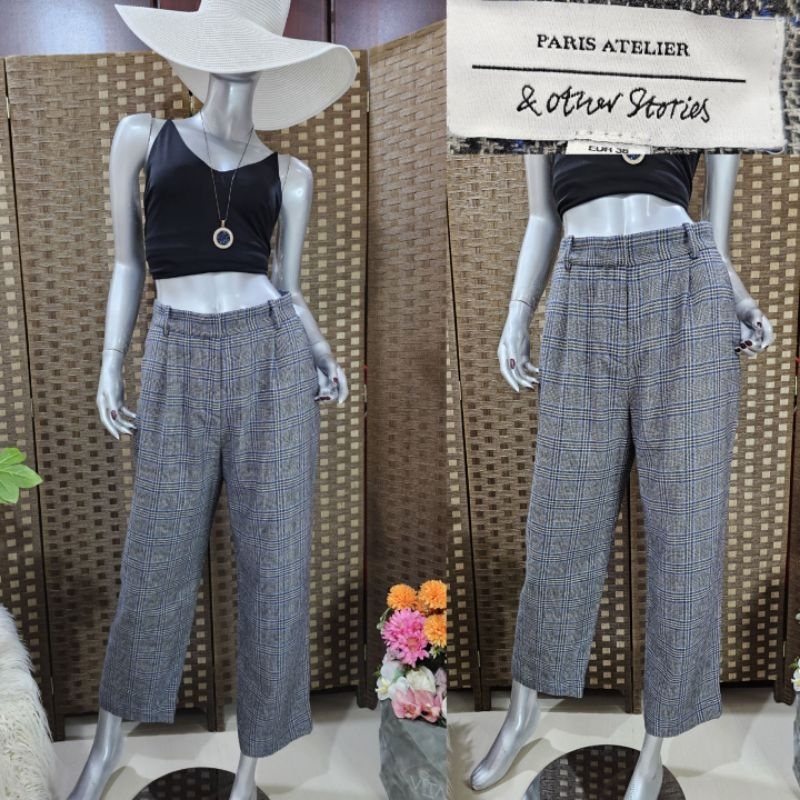 & OTHER STORIES high rise mix plaid wide pants | Shopee Philippines