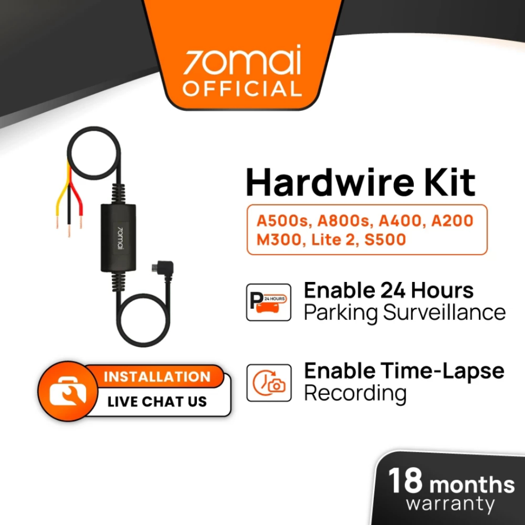 70mai Hardwire Fuse Kit Buck Line Dash Camera Car Driving Recorder Drop ...