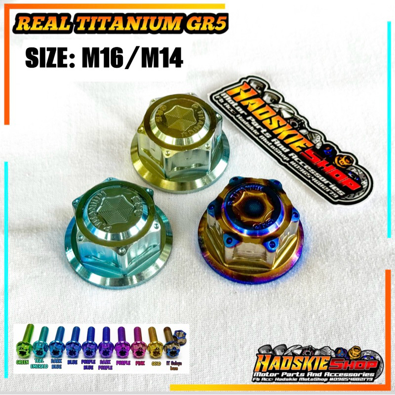 REAL TITANIUM GR5 M14/M16 REAR NUT FOR M3, ADV, PCX, NMAX, XMAX, AEROX ...