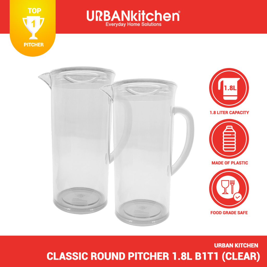 Urban Kitchen Classic Round Pitcher 1.8L B1T1--Clear | Shopee Philippines