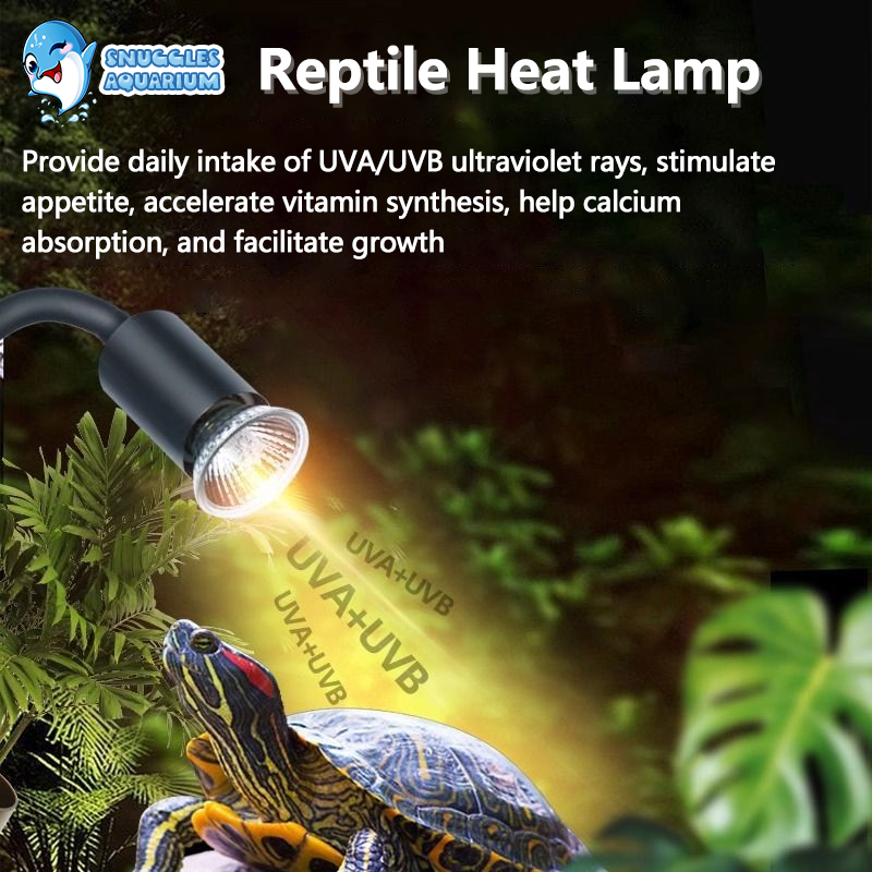Reptile Heat Lamp UVA UVB Reptile Light with Holder&Switch for Lizard Turtle Snake Amphibian ...