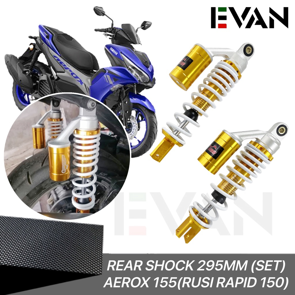 EVAN.COM Rear Dual Shock 295mm(Set) Absorber (Aerox/Rusi rapid 150/Nmax ...