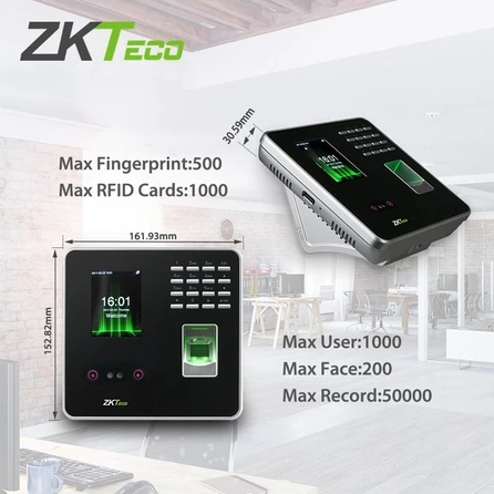 ZKTeco Biometrics Face Time Attendance Machine Absences Time Recorder Door Access ID Card ...