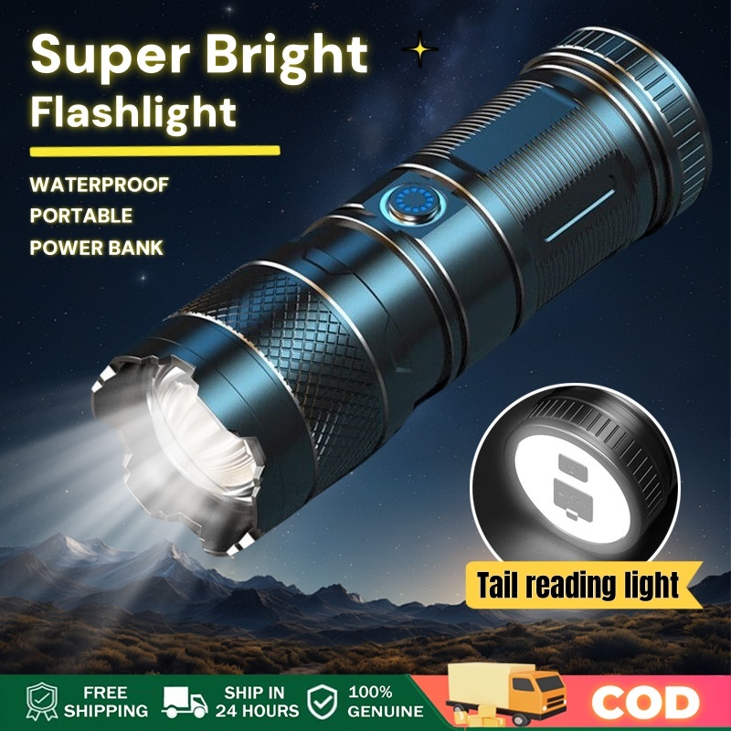 super bright flashlight rechargeable waterproof camping powerful ...