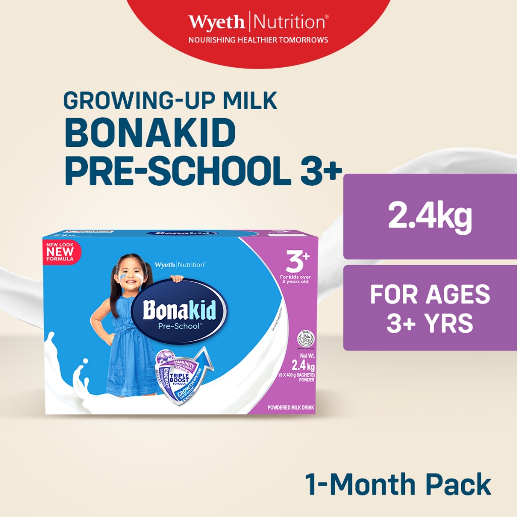 BONAKID PRE-SCHOOL 3+ Powdered Milk Drink for Children Over 3 Years Old 2.4kg | Shopee Philippines