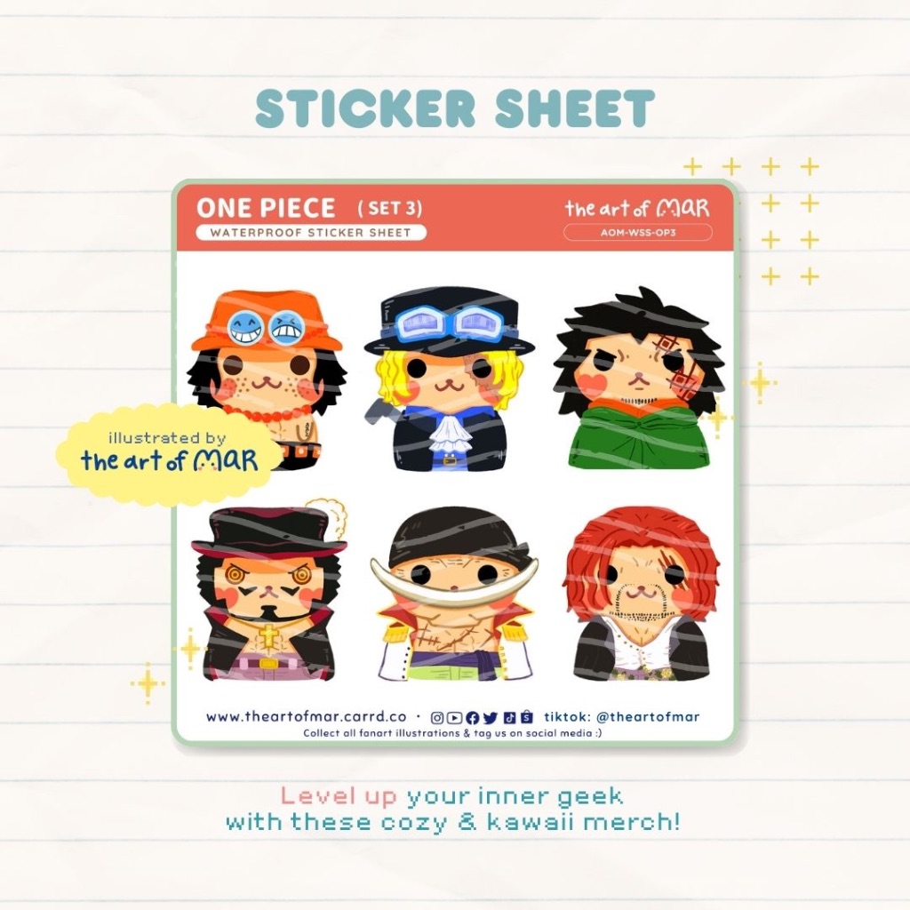One Piece SET 3 chibi sticker sheet by The Art of Mar | waterproof ...