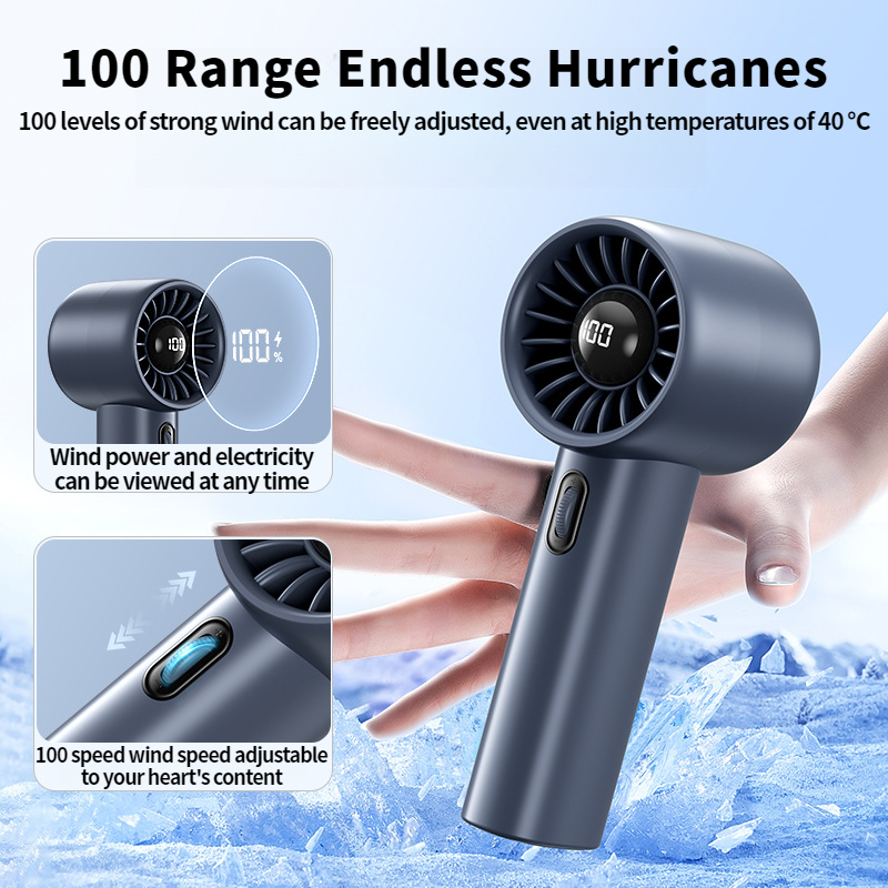 F06 Turbo Handy Fan 100 Wind Speed Gear with Power Digital LED Display ...
