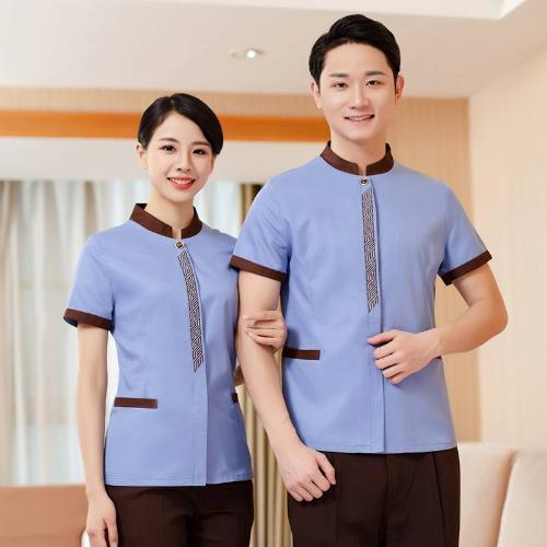 Hotel Cleaning Uniform Unisex Short Sleeve Housekeeping Tops Hotel ...