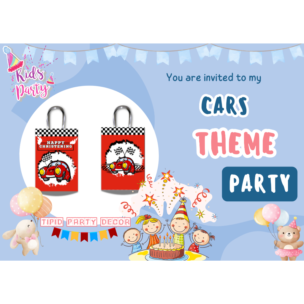 A&C CARS-B13 Cars HBD Theme Candy Bag Red Party Decorations Giveaways ...