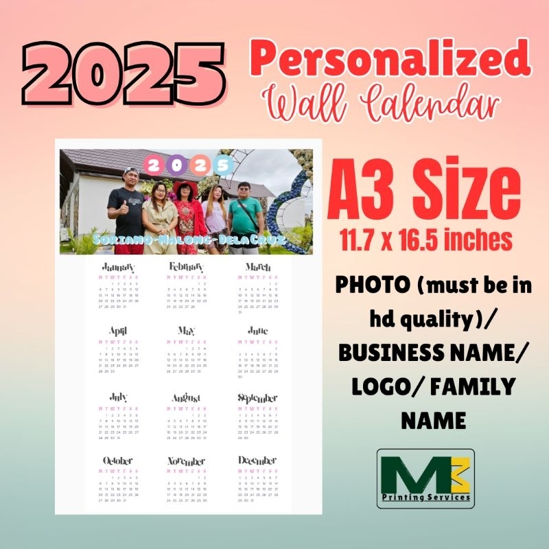 50pcs A3 Personalized Customized Wall Photo Calendar | Shopee Philippines