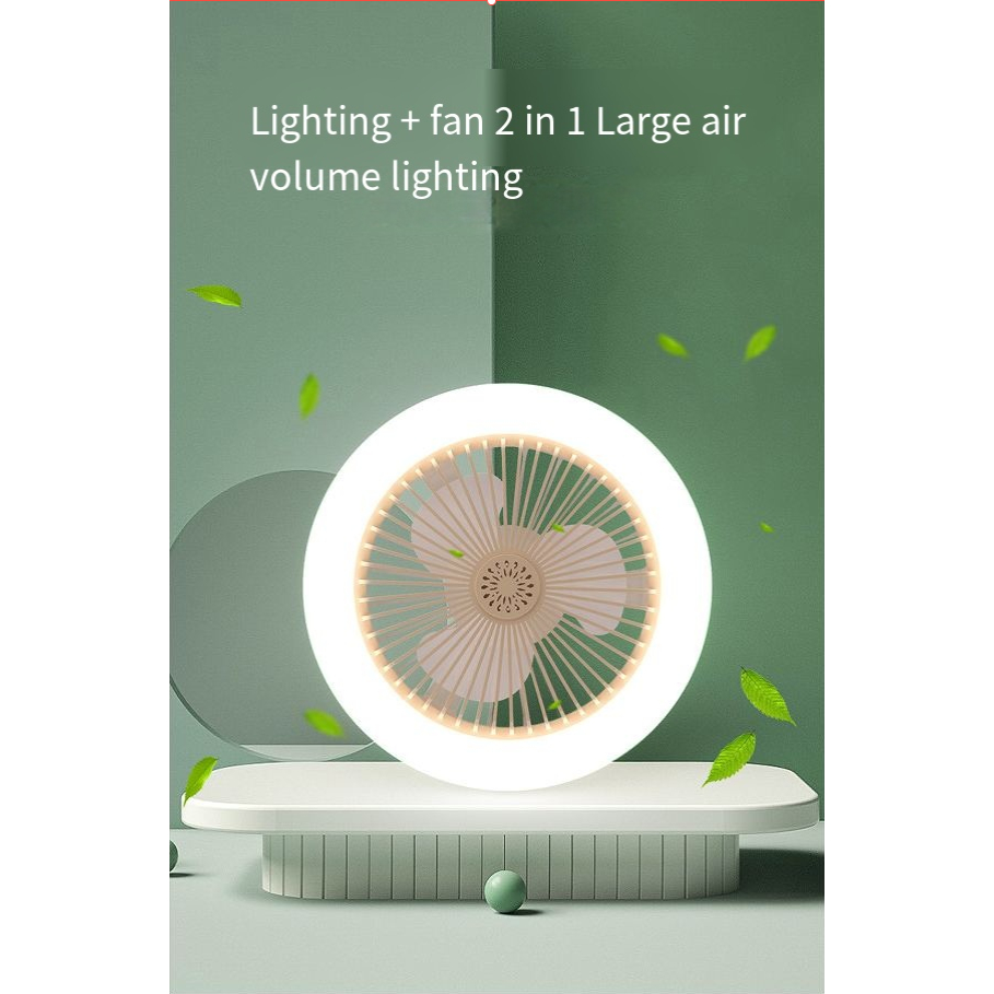 Silent electric fan chandelier LED universal head three color light ...