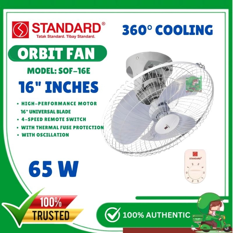 Standard Ceiling Orbit Fan 16" 4 Speed Plastic Blade SOF-16E | Shopee ...