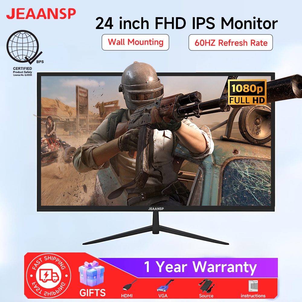 JEAANSP Full HD Gaming IPS Computer Monitor 24 inch 60Hz Tablet 4ms ...