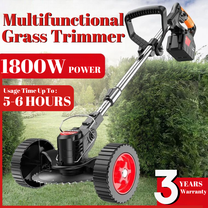 JANTECH 388V Powerful Cordless Grass Cutter Rechargeable Lithium Battery Grass Trimmer Lawn ...
